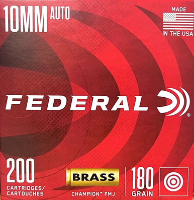 Federal Champion Ammo 10mm 180gr FMJ 1200 FPS 200/box