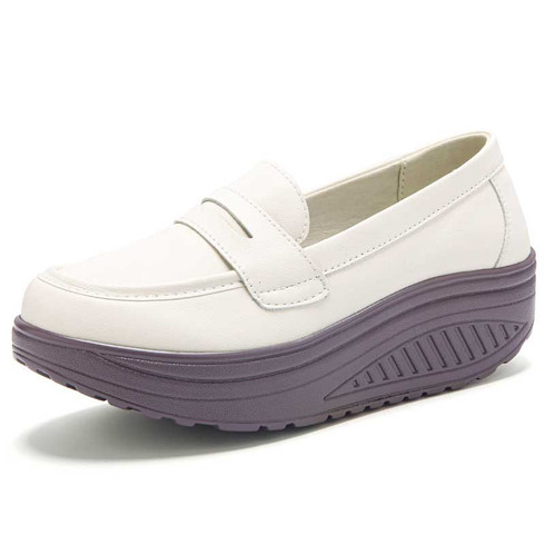 Beige penny strap slip on rocker bottom shoe sneaker + FREE SHIPPING ...