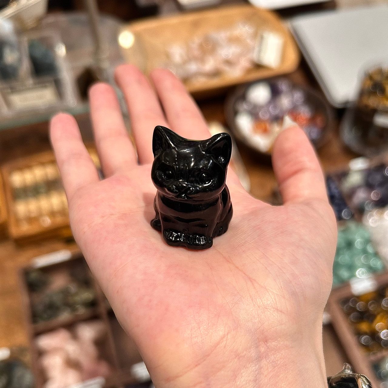 Obsidian - Carved Stone Cat | Evolution Store