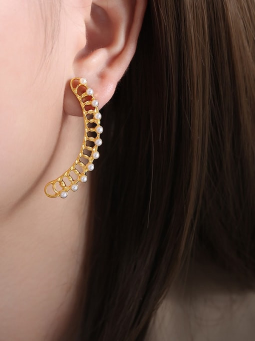 Pearl Curve Earrings: LAST PAIR! - Nissa Jewelry