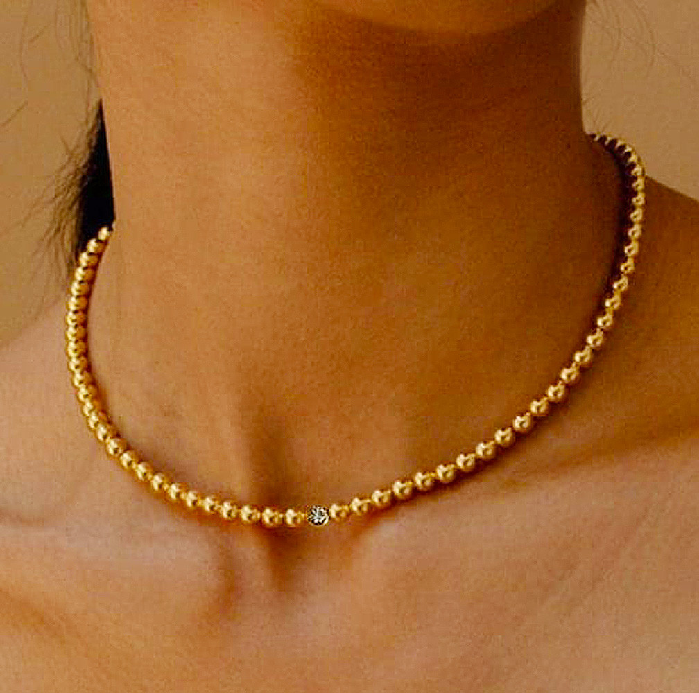 Metal Beaded Center Stone Necklace: Gold Or Silver - Seen On GMA ...