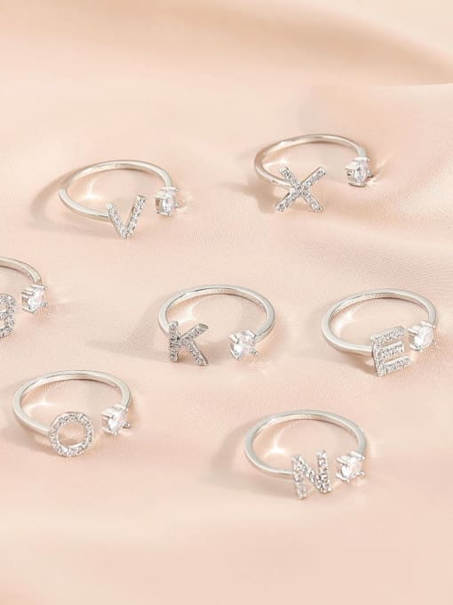 Crystal Letter Ring: Silver - Nissa Jewelry