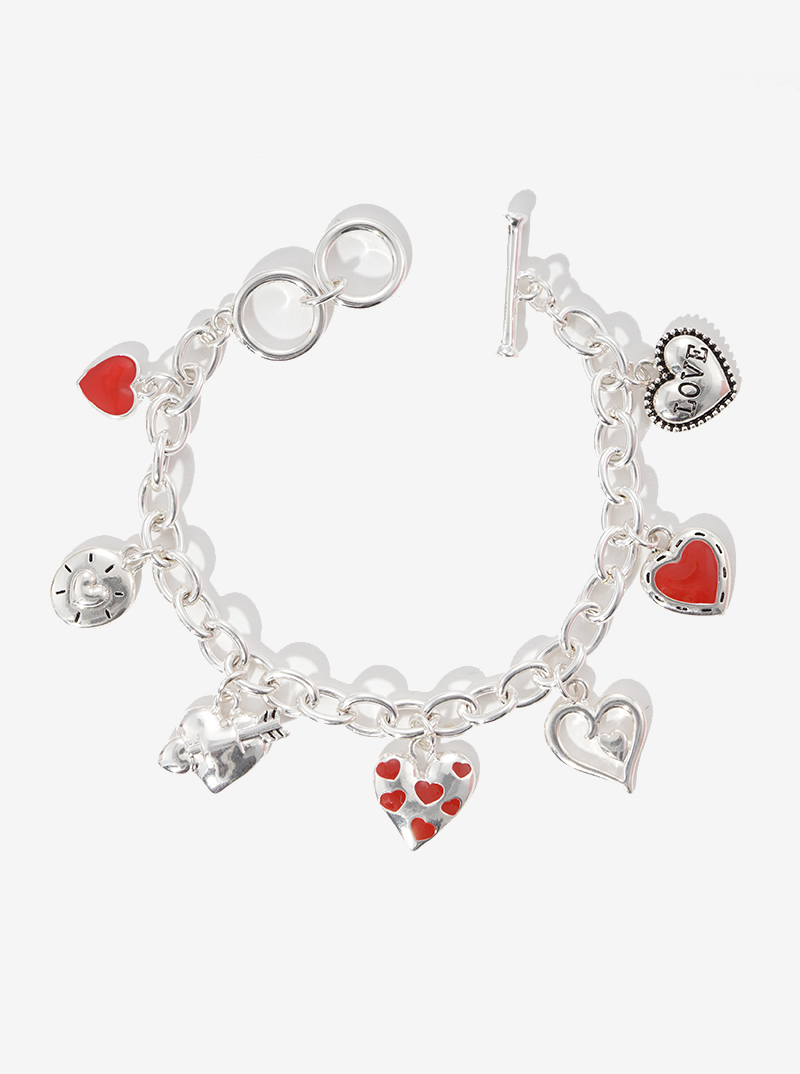 Antique Silver Hearts Charm Bracelet: LAST ONE! - Nissa Jewelry