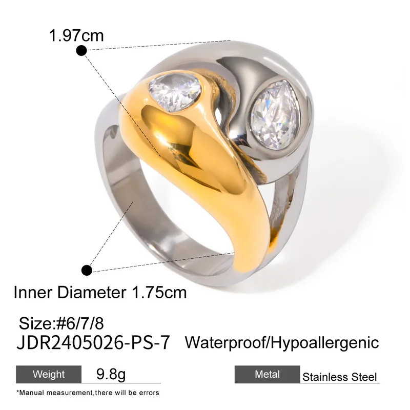 Waterproof Two Tone Yin Yang Ring - Nissa Jewelry