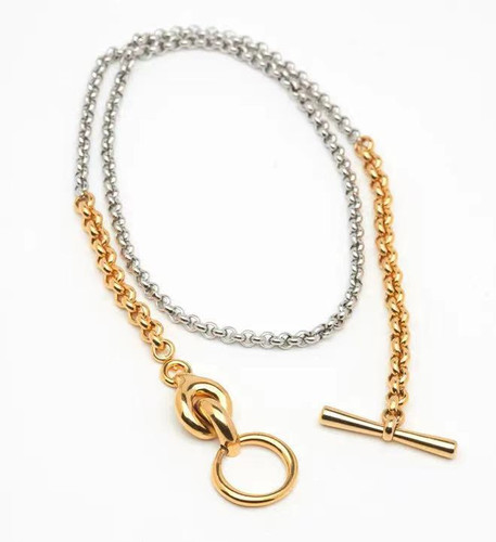 Two Tone Toggle Wrap Necklace - Nissa Jewelry