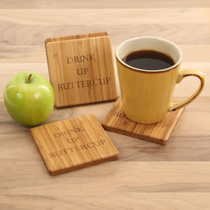 Drink Up Buttercup Coaster Set - CuttingBoards.net