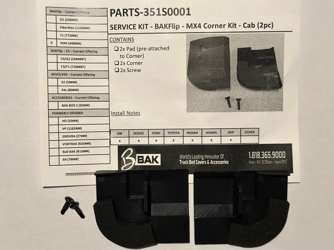 Bak Ind BAKFlip MX4 Tonneau Cover Rail Corner Kit - Cab (2pc) PARTS ...