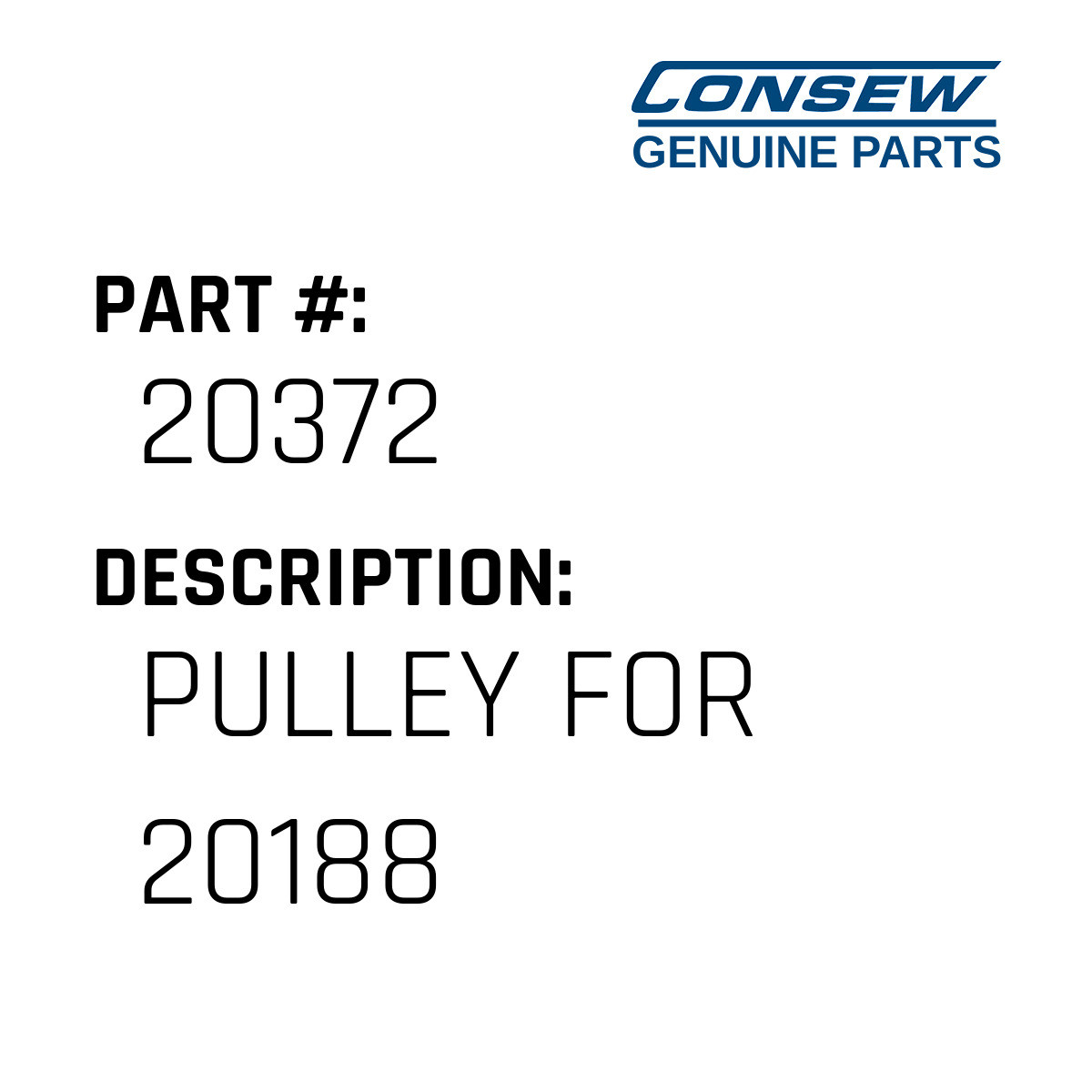 Pulley For 20188 - Consew #20372 - Jacksew Parts Store