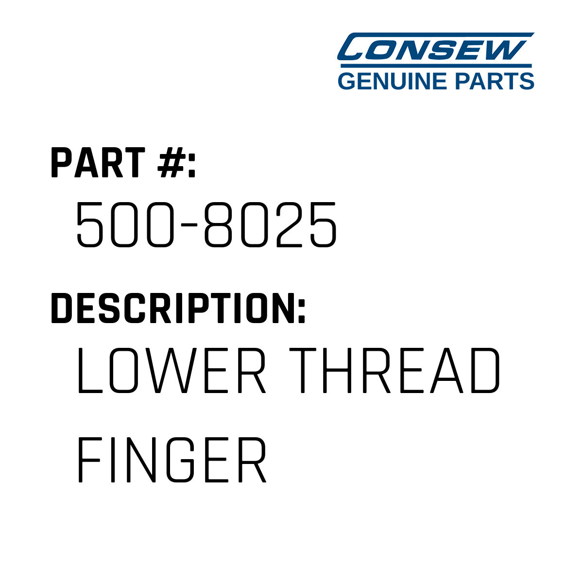 Lower Thread Finger - Consew #500-8025 - Jacksew Parts Store