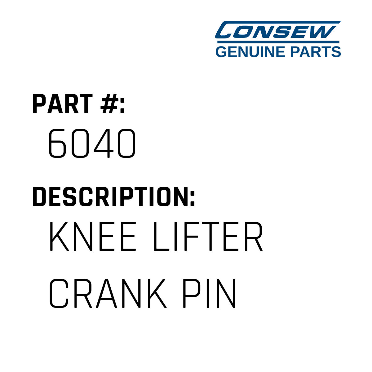 Knee Lifter Crank Pin - Consew #6040 - Jacksew Parts Store
