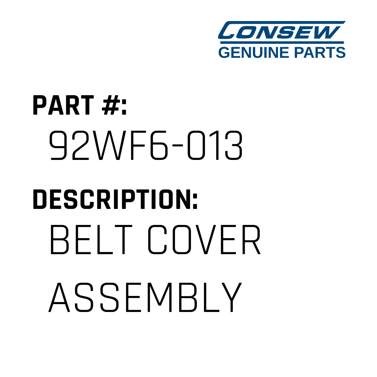 Belt Cover Assembly - Consew #92WF6-013 - Jacksew Parts Store