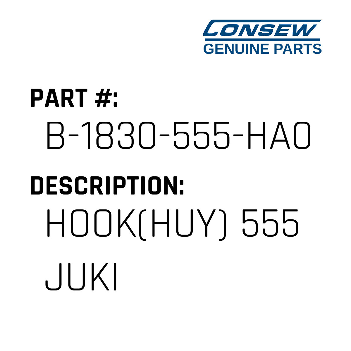 Hook(Huy) 555 Juki - Consew #B-1830-555-HA0 - Jacksew Parts Store