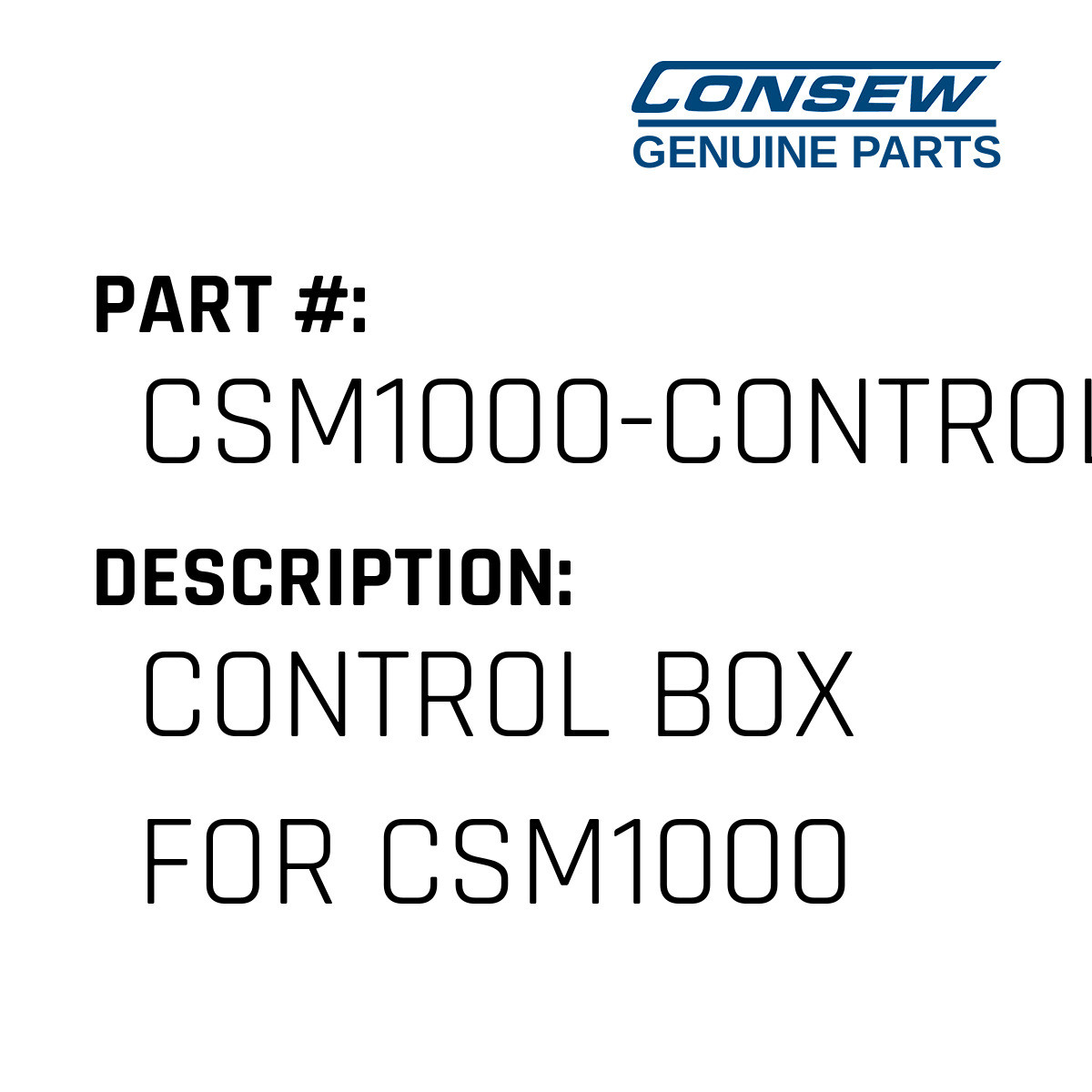 Control Box For Csm1000 - Consew #CSM1000-CONTROL BOX - Jacksew Parts Store