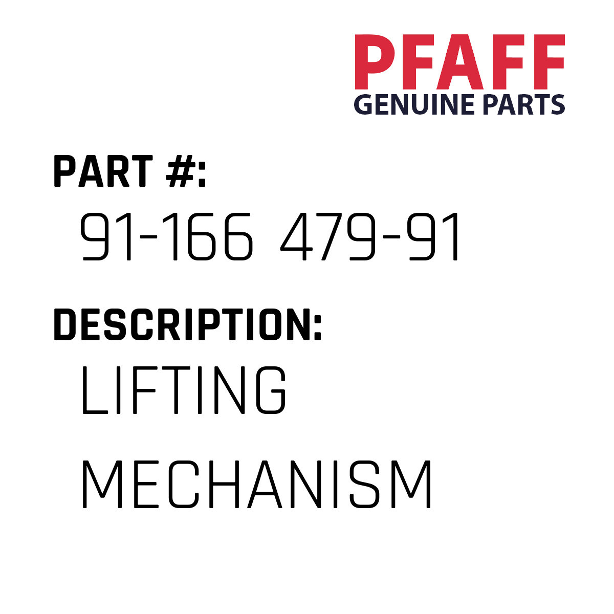 Lifting Mechanism - Pfaff #91-166 479-91 - Jacksew Parts Store