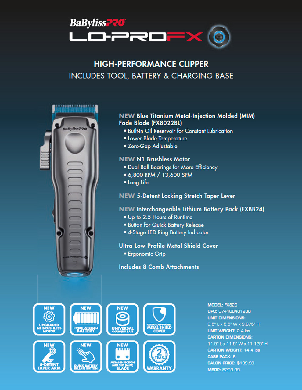 BaBylissPRO FXONE Lo-ProFX High Performance Clipper - Valley Beauty Supply
