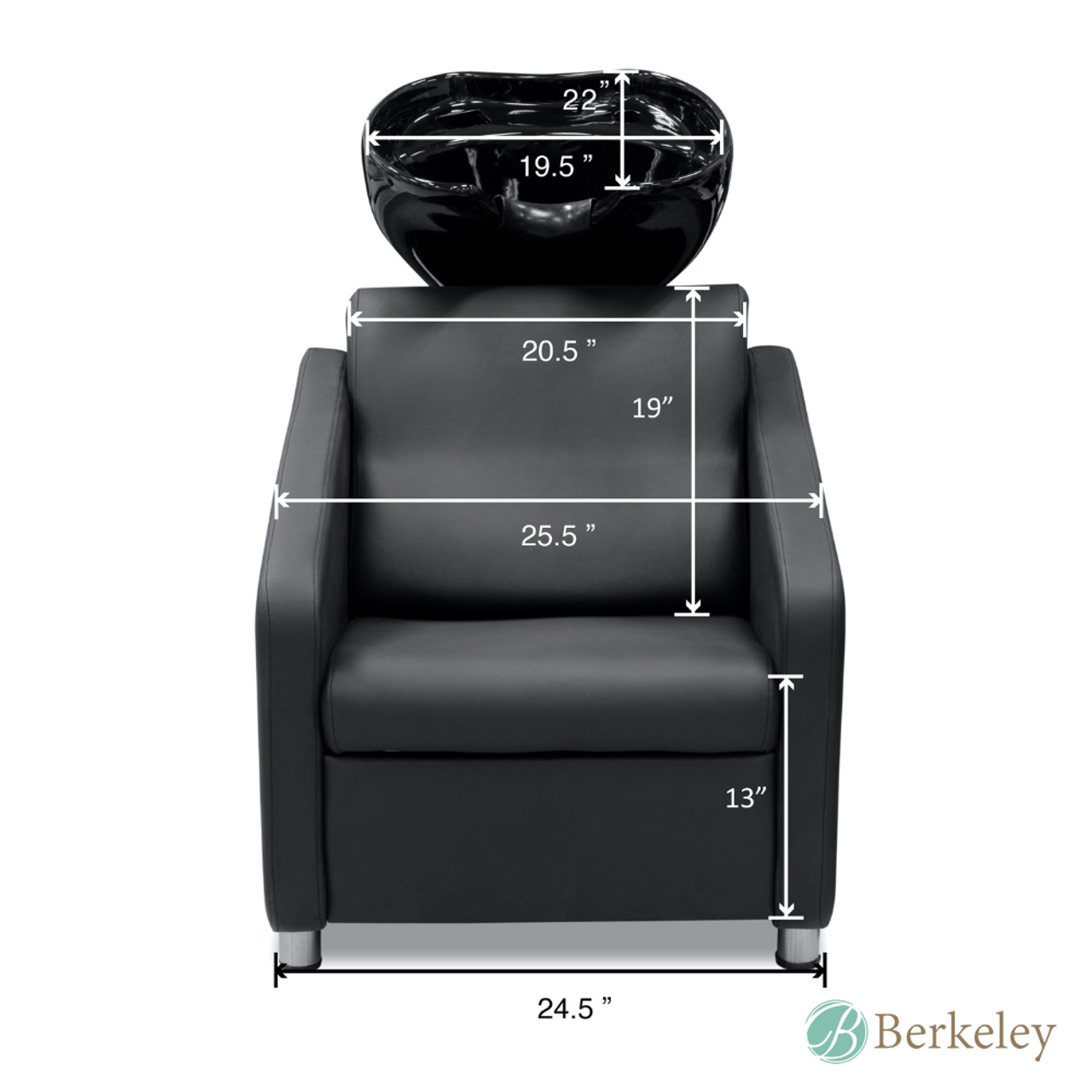 KLYNE Backwash Unit with shampoo bowl & footrest with faucet set (Black ...