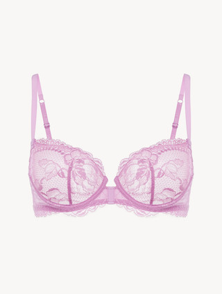 Dark blue lace balconette bra