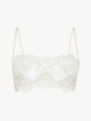 Underwired bra with macramé in off-white - La Perla - Euro