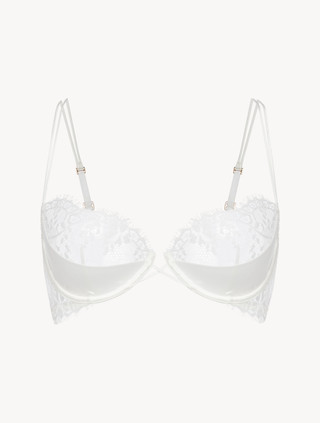 Underwired bra with macramé in off-white - La Perla - Euro