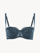 Dark blue lace balconette bra