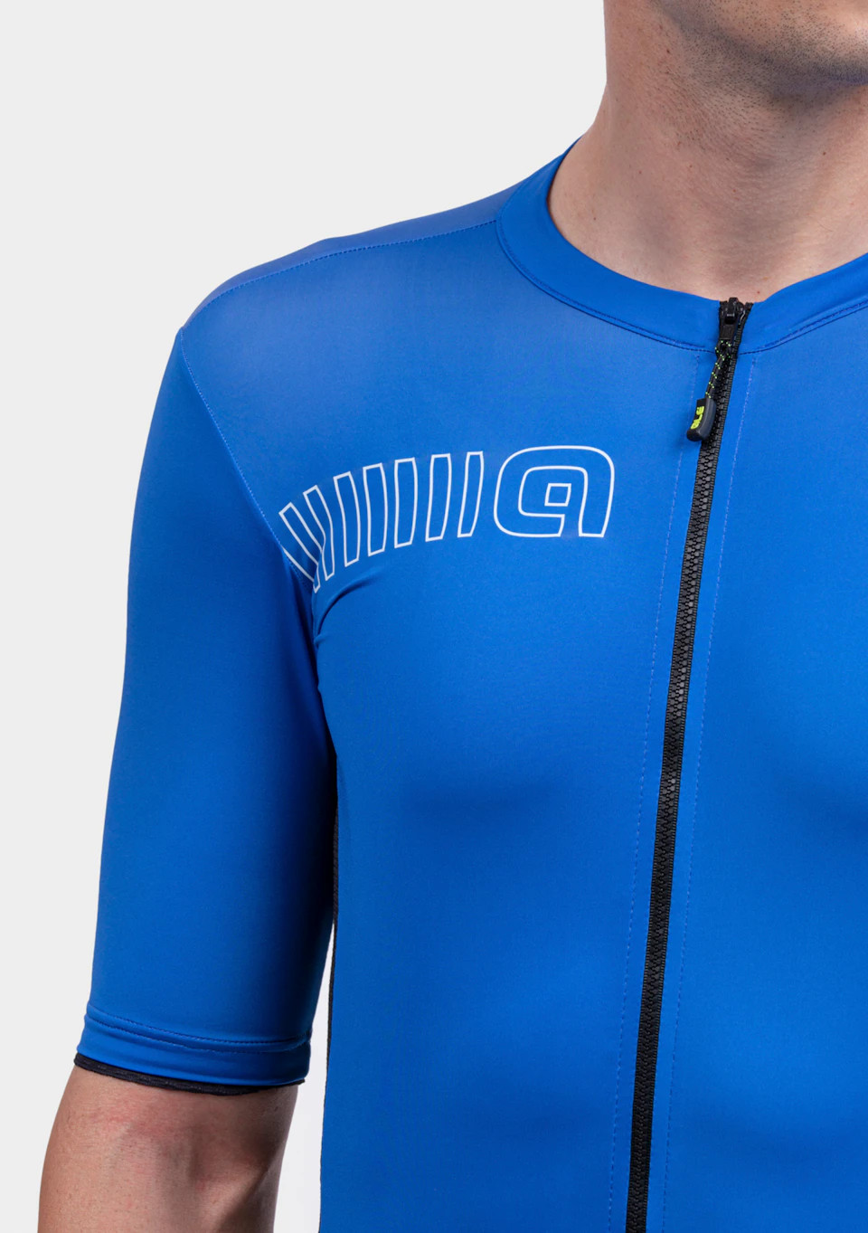 ALE' Color Block Solid Italia Blue Jersey | italian Cycling Jerseys