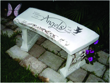 Concrete Garden Bench Angel - Memorial Benches
