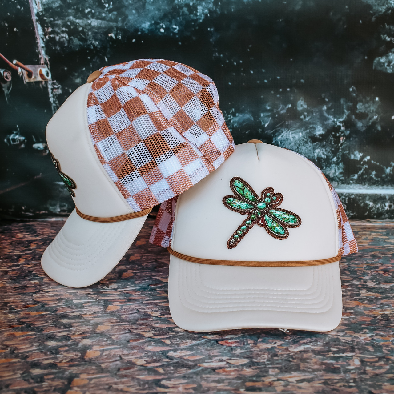 Turquoise Dragonfly Printed Mesh Trucker Cap