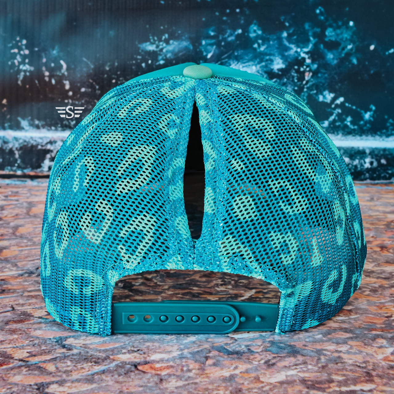 Teal Leopard Printed Mesh Back Magna Pony® Cap - Flying S Company