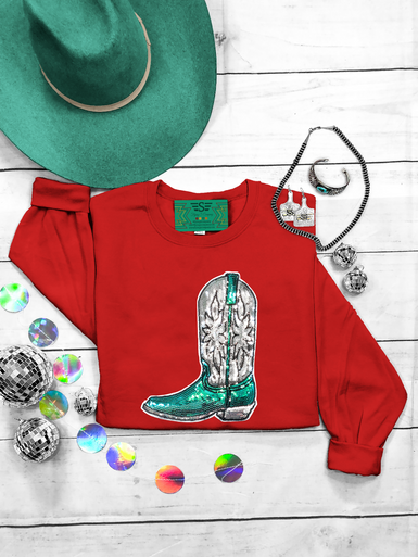 Sequin Boot Patch Top - Flying S Company