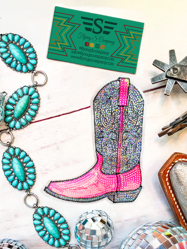 Sequin Boot Patch Cap Sized (Patch ONLY) - Flying S Company