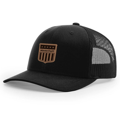 MasterCraft Leather Shield Snapback Trucker Hat