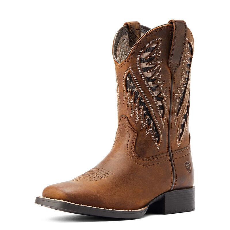 Ariat Kids Quickdraw VentTEK Distressed Tan Western Boot | JW Stores