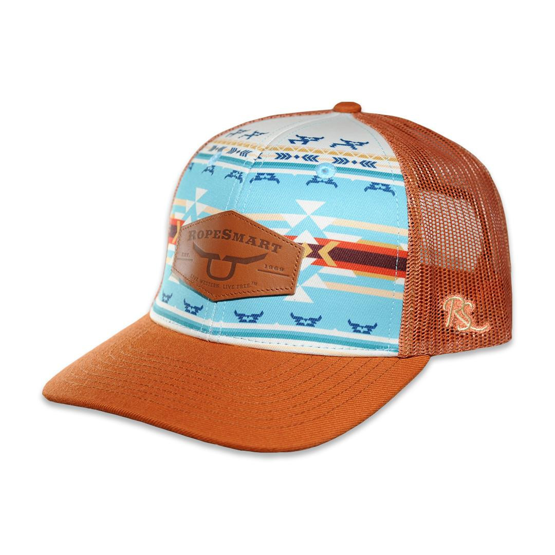 Ropesmart Burnt Orange Leather Patch Trucker Cap | JW Stores