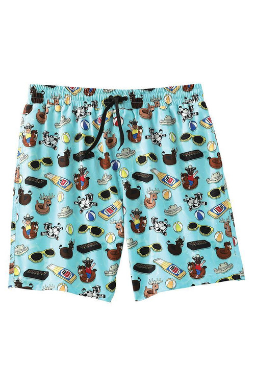 Cinch Men's Blue Cowboy Rodeo Print Swim Trunks | JW Stores