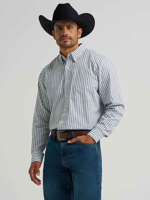 Wrangler Blue Shadow Stripe Cody Johnson Shirt | JW Stores
