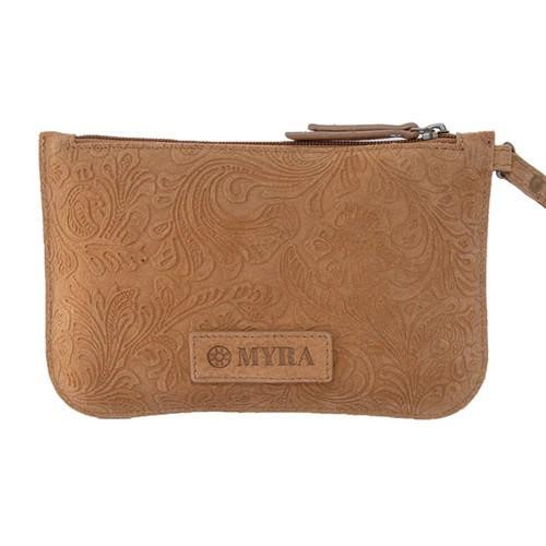 Myra Women's Brown Heritage Scroll Clutch Bag | JW Stores