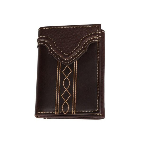 Justin Men's Brown Yoke Stitched Trifold Wallet | JW Stores