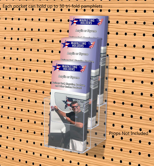 Pegboard 4w Tri Fold Brochure Pamphlet Holder Display Rack