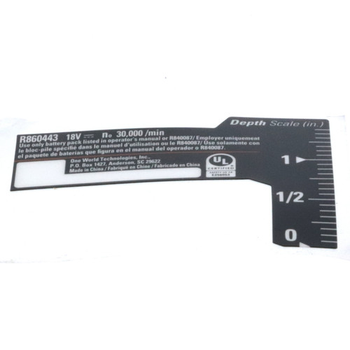 Ryobi 941122193 Label Data R860443 - PowerToolReplacementParts