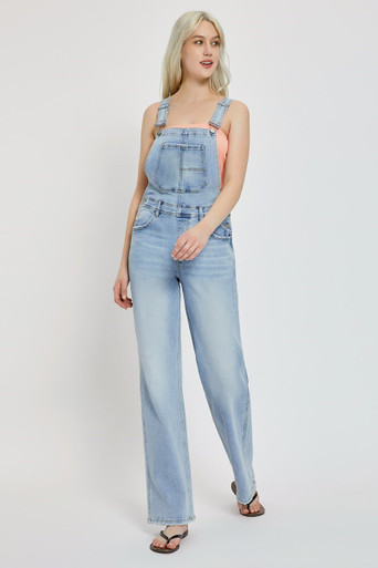 Wide Leg Light Denim Overalls - Galena River Goods