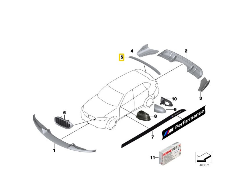 GENUINE BMW F15 X5 M Performance Gloss Black Roof Spoiler - SSDD ...