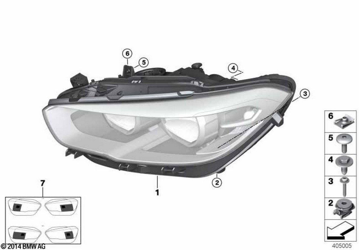 GENUINE BMW 63117414144 F20 F21 LCI 15-18 LED HEADLIGHT, RIGHT, UK ...