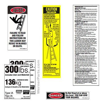 300 lb. Aluminum Twin Stepladder/Stockr's Ladder Safety Labels ...