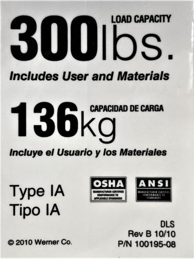 Duty Rating Label only - 300 lb - cityladderco.com