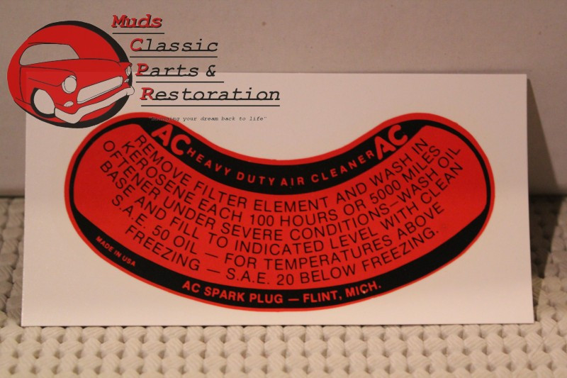 Chevy Air Cleaner Decal For All Passenger Car Dual Four Barrels 1956 ...