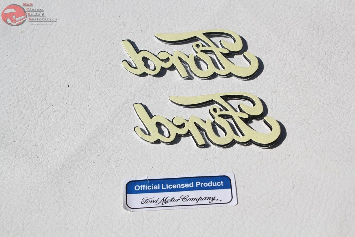 Chrome Ford Script Emblems Body Panel Fender Custom Truck Hot Rat ...