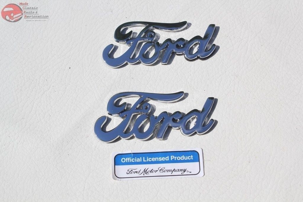 Chrome Ford Script Emblems Body Panel Fender Custom Truck Hot Rat ...