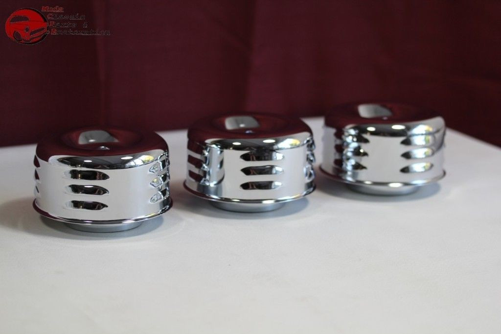 Louvered Chrome Hot Rat Rod Style Air Cleaners 1 Barrel 2 5/16 Custom ...
