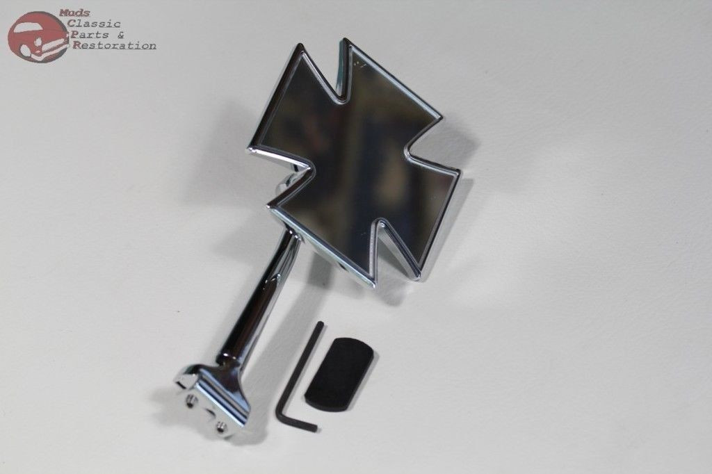 Outside Rear View Maltese Cross 4" Peep Mirror Straight Arm Hot Rat Rod ...