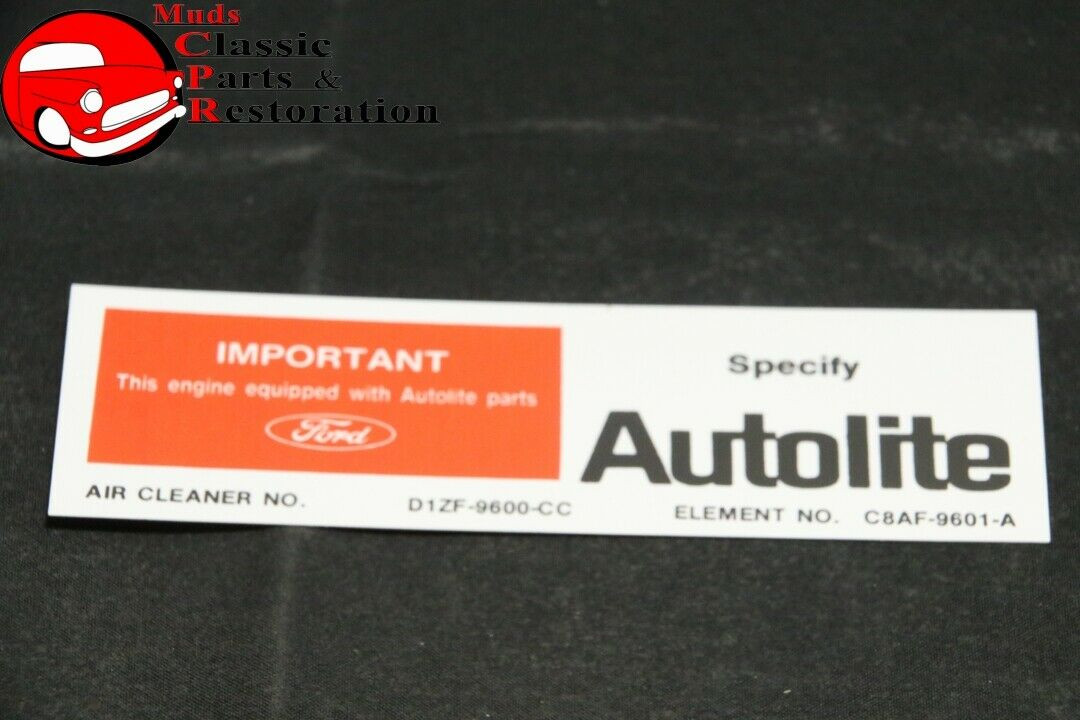71 Ford Mustang Shelby Boss 351 Autolite Air Cleaner Decal # D1Zf-9600 ...